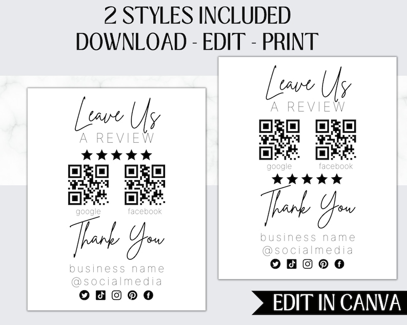 Ask for Review | QR Code Sign Template | Google Rating Sign | Facebook ...