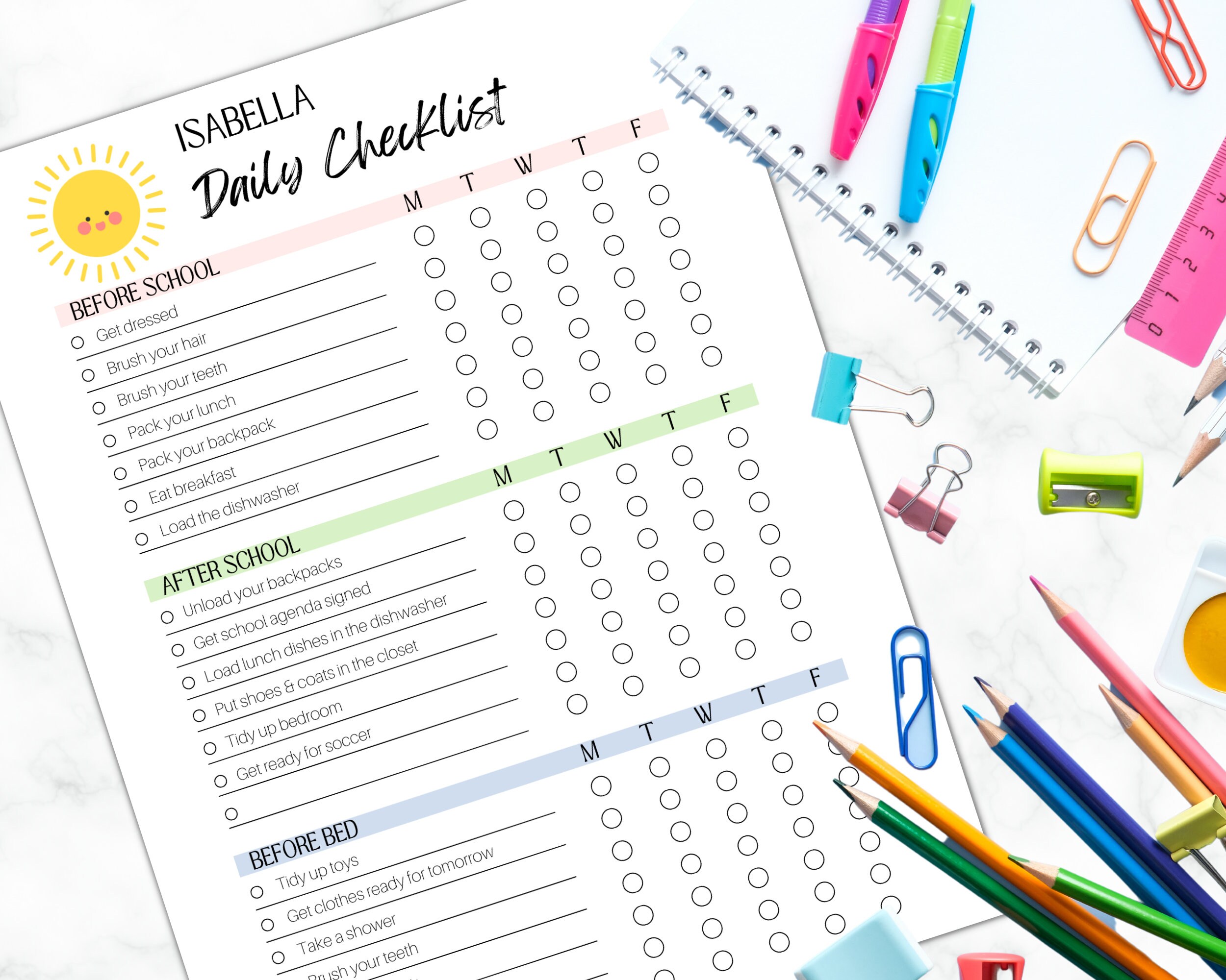 EDITABLE Daily Checklist Weekly Planner Family to Do List Command ...