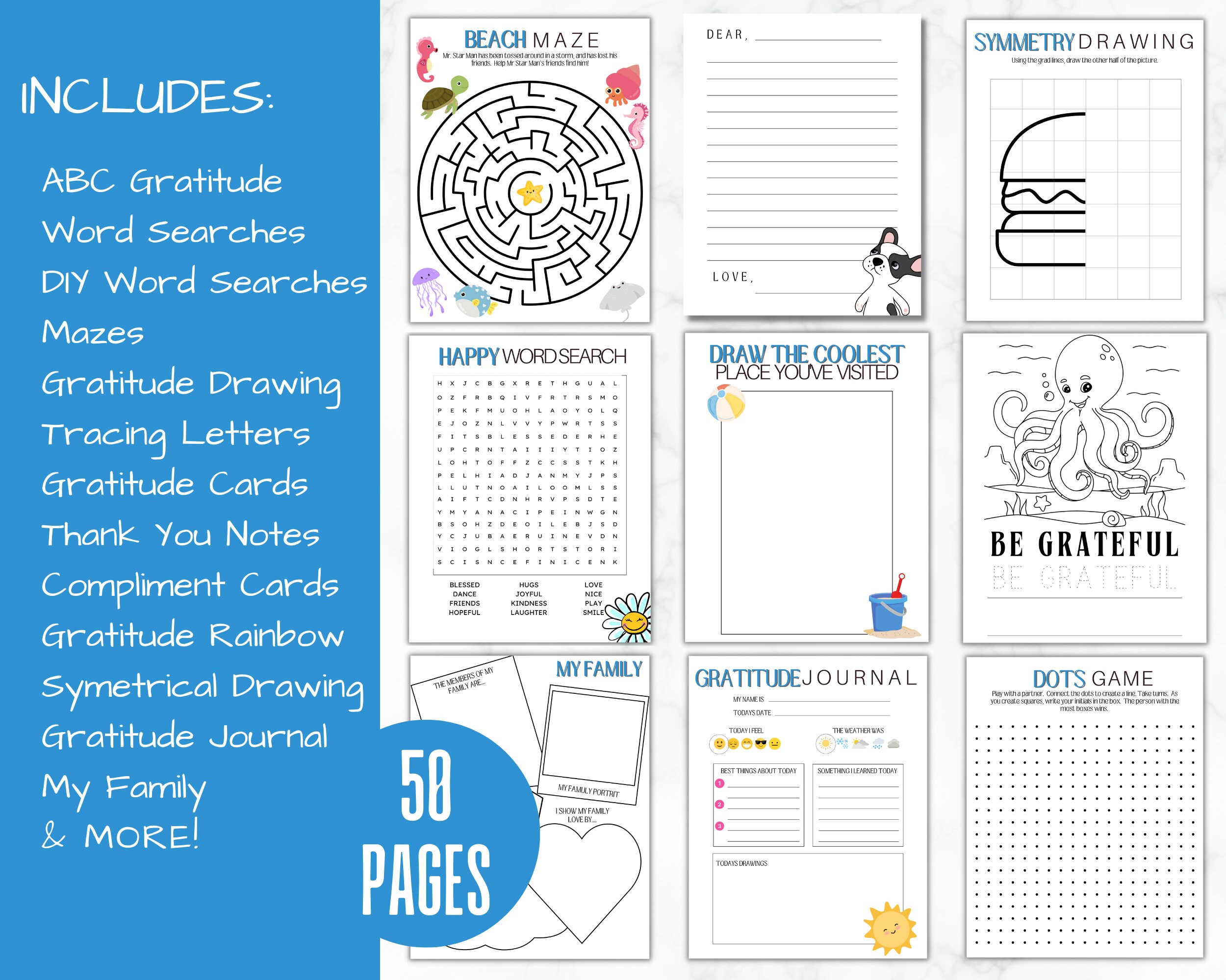 Kids Gratitude Journal Printable | Mindfulness Log | Self Care Planner ...