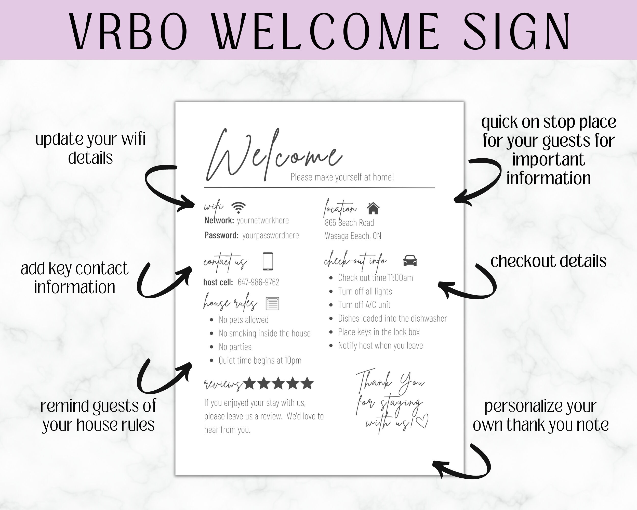 Editable VRBO Host Manual Minimalist Home Decor Wifi Template VRBO ...