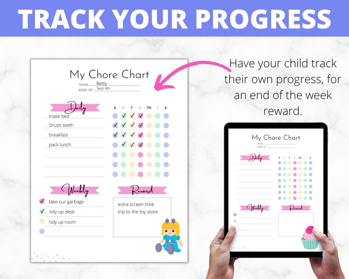 Kids Chore Charts Daily Checklist Reward Screen Time Allowance Chores ...