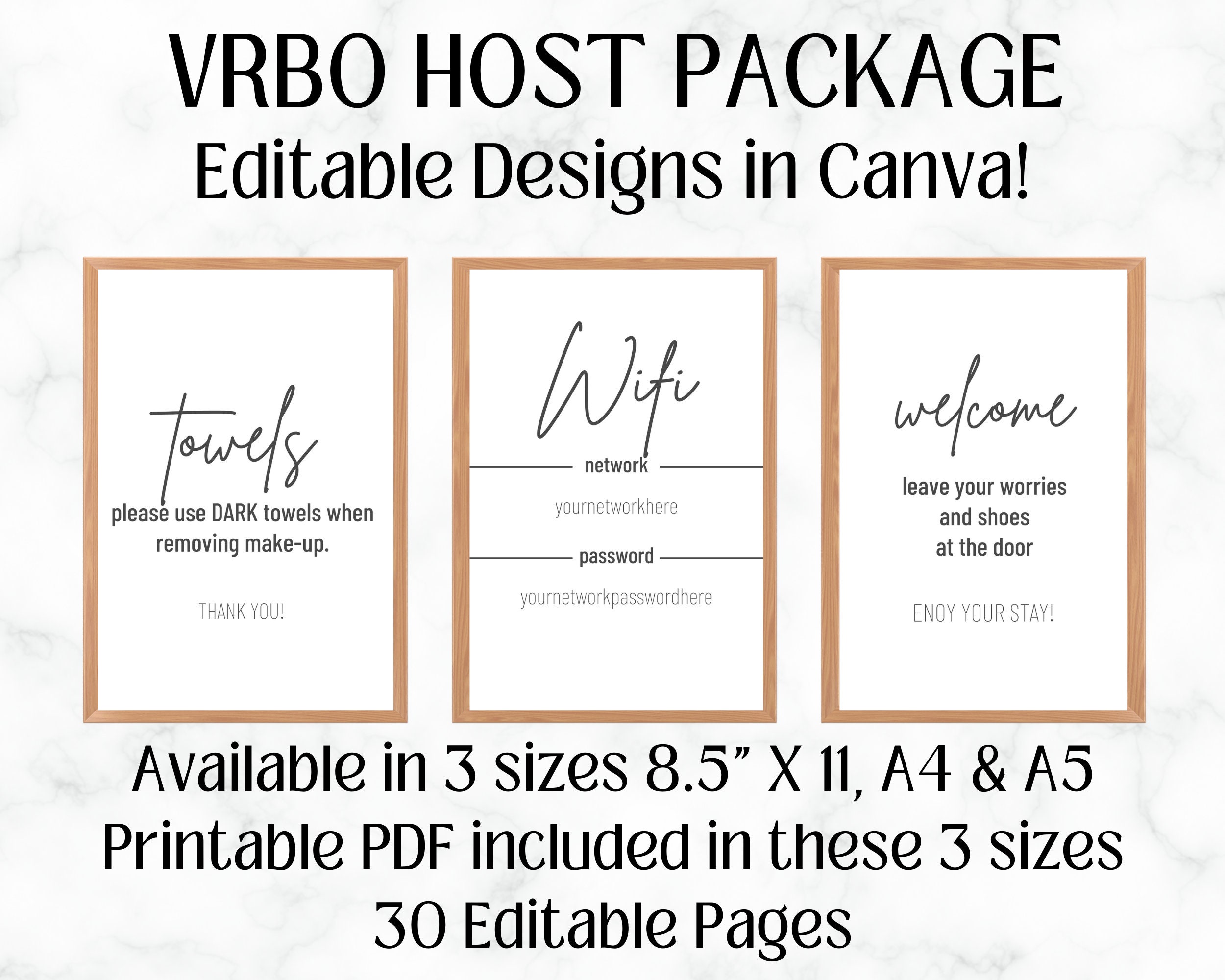 Editable VRBO Host Manual Minimalist Home Decor Wifi Template VRBO ...