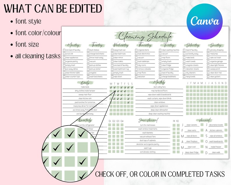 EDITABLE Cleaning Planner | Checklist | Cleaning Schedule | Weekly ...