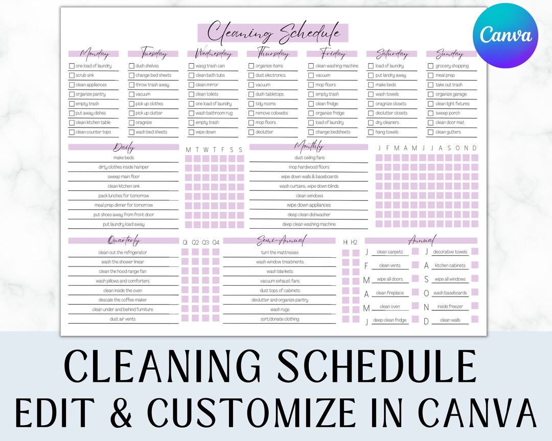 EDITABLE Cleaning Planner | Checklist | Cleaning Schedule | Weekly ...