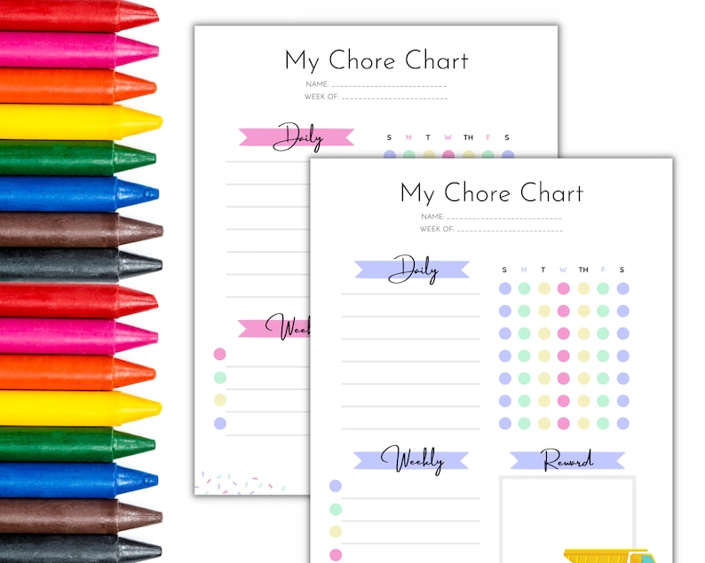 Kids Chore Chart Printable | Responsibilities Tracker | Reward Chart ...