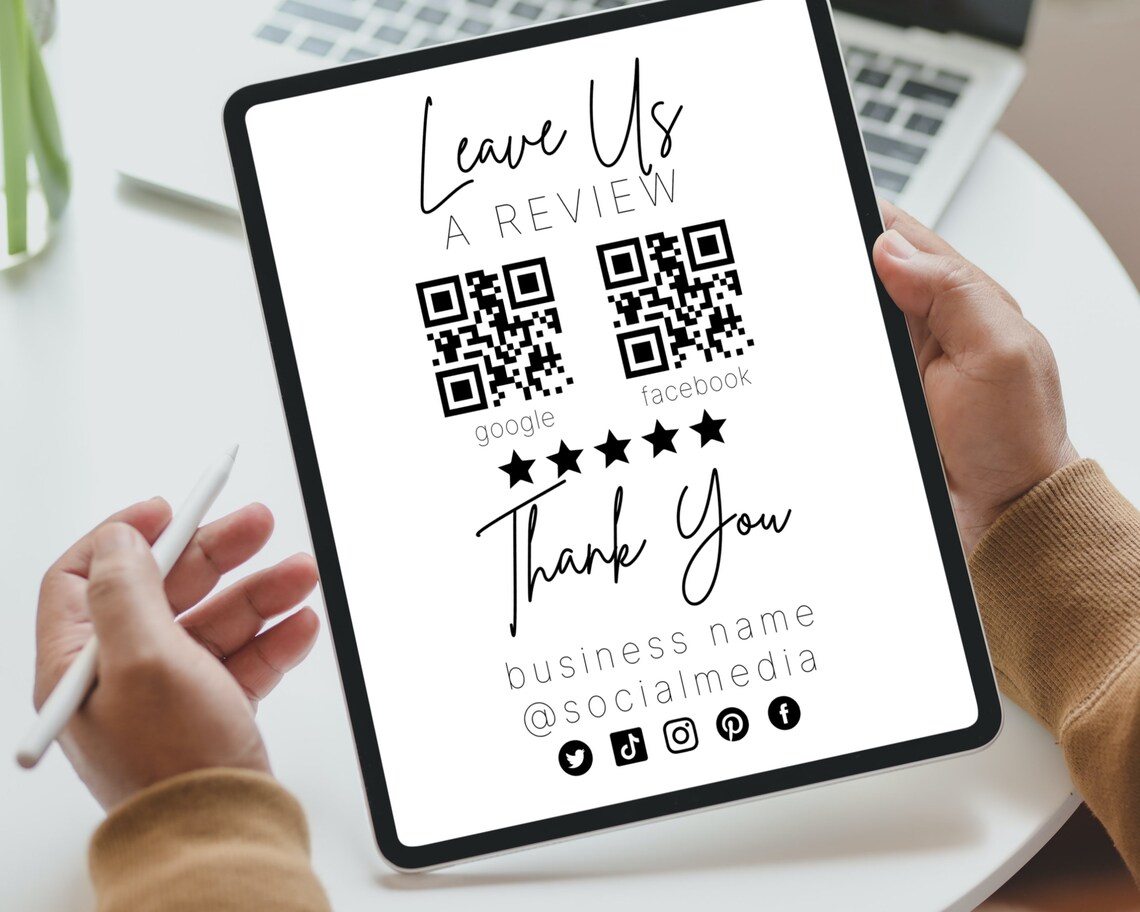 Ask for Review QR Code Sign Template Google Rating Sign Facebook Review ...