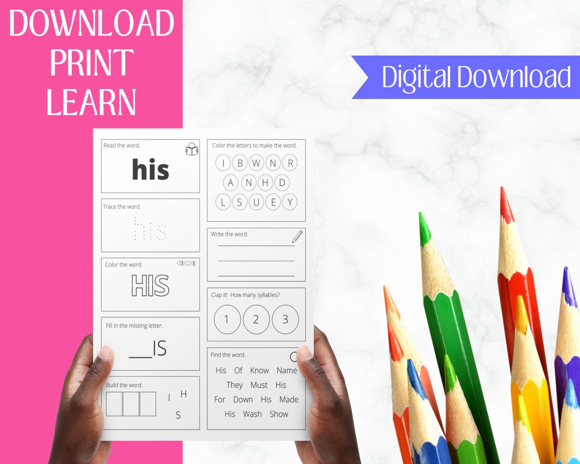 100 Printable Sight Words Kindergarten Worksheets Practice Spelling ...