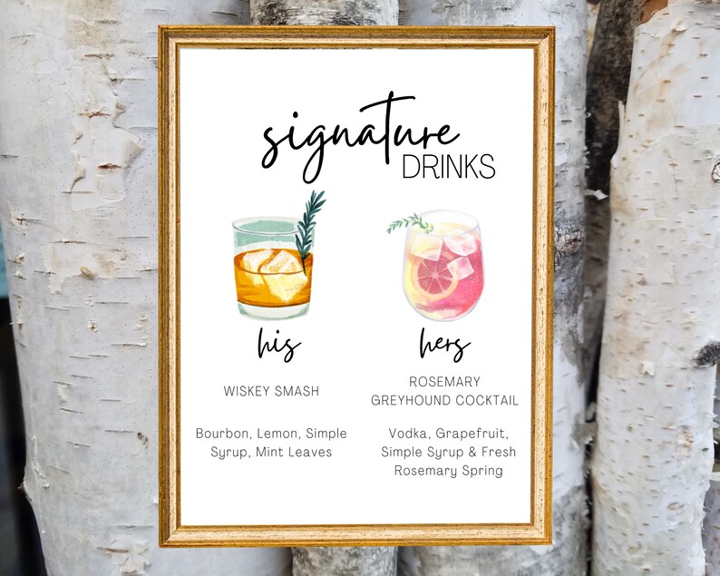Editable Bar Menu Template | Customizable Drink List for Weddings ...