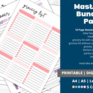 Daily Meal Planning | Printable Grocery List | Weekly Food Journal ...