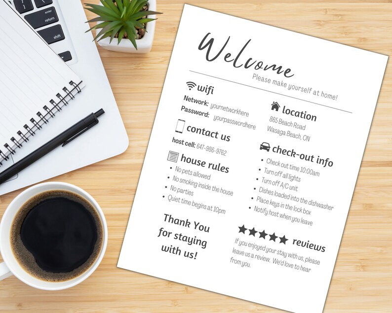 VRBO Welcome Sign | Editable Printable Sign | Minimalist Design | Canva ...