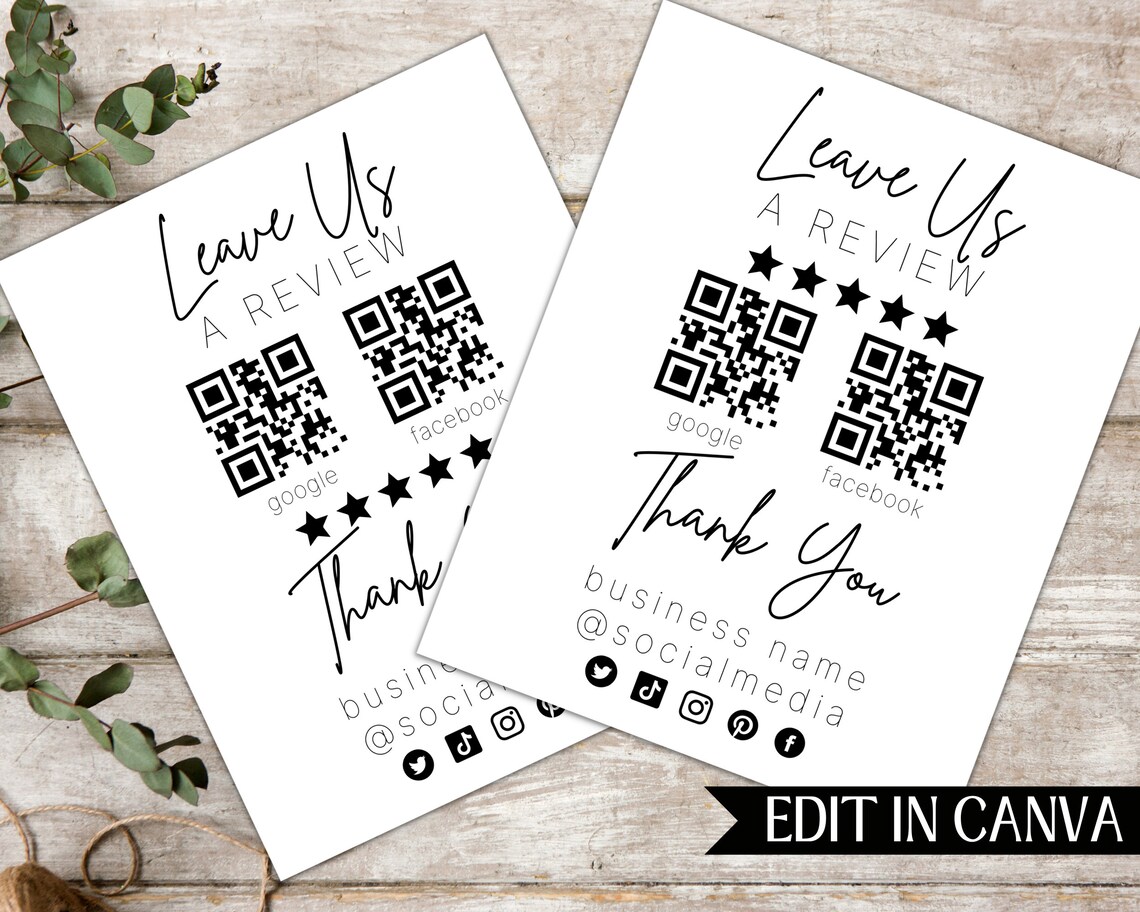 Ask for Review QR Code Sign Template Google Rating Sign Facebook Review ...