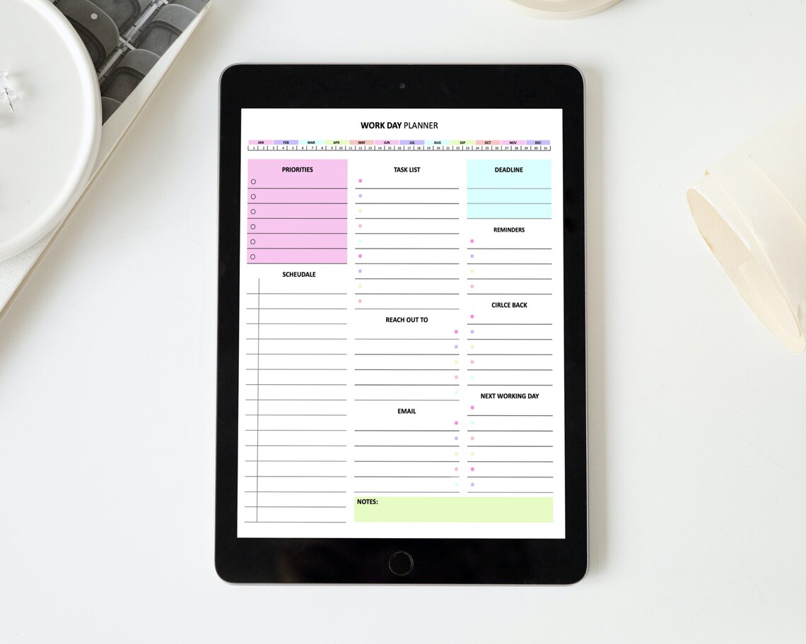 EDITABLE Work Planner Work Day Organizer Editable Daily Planner ...