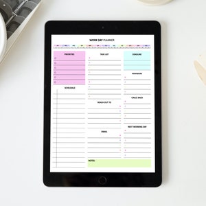 EDITABLE Work Planner | Work Day Organizer | Editable Daily Planner ...