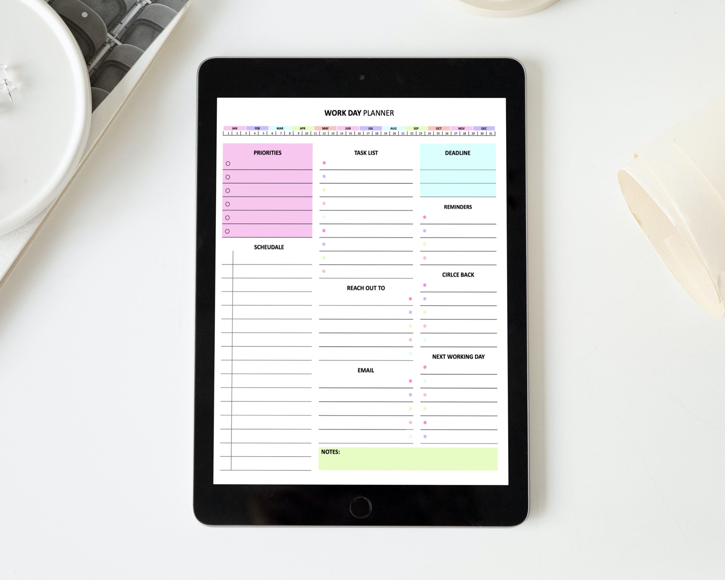 EDITABLE Work Planner Work Day Organizer Editable Daily Planner ...