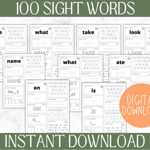 100 Printable Sight Words | Kindergarten Worksheets | Practice Spelling ...