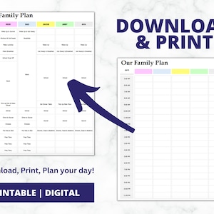 EDITABLE Daily Family Planner Schedule | Hourly Planner | Family ...