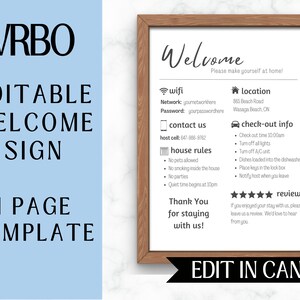 VRBO Welcome Sign | Editable Printable Sign | Minimalist Design ...