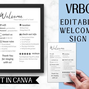 VRBO Welcome Sign | Editable Printable Sign | Minimalist Design | Canva ...