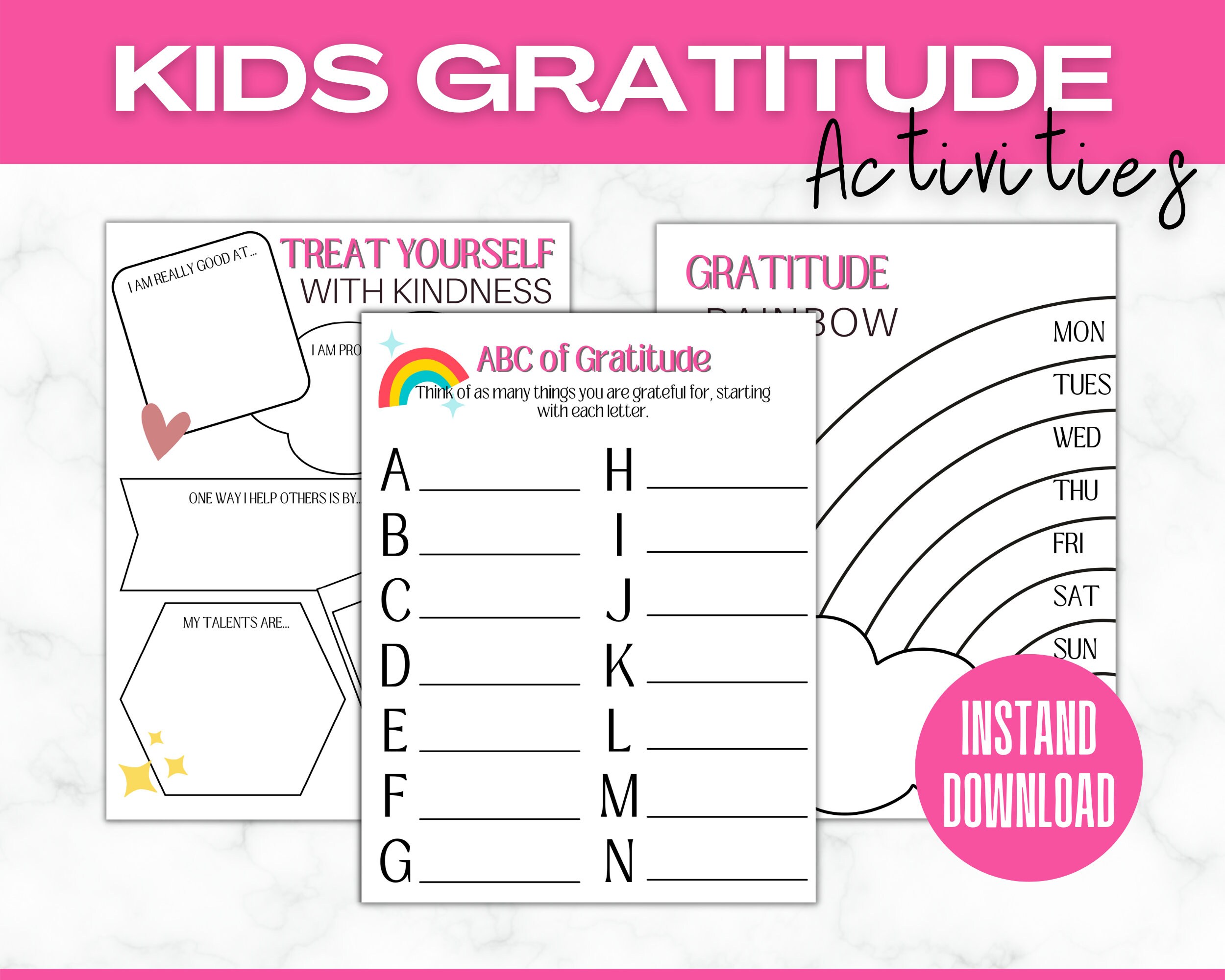 Kids Gratitude Journal Printable | Mindfulness Log | Self Care Planner ...