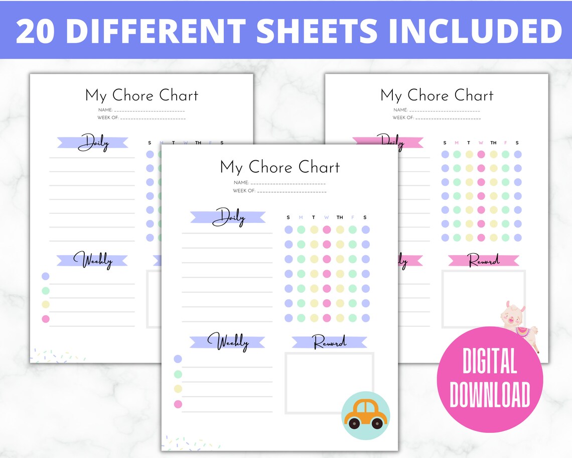 Kids Chore Charts Daily Checklist Reward Screen Time Allowance Chores ...