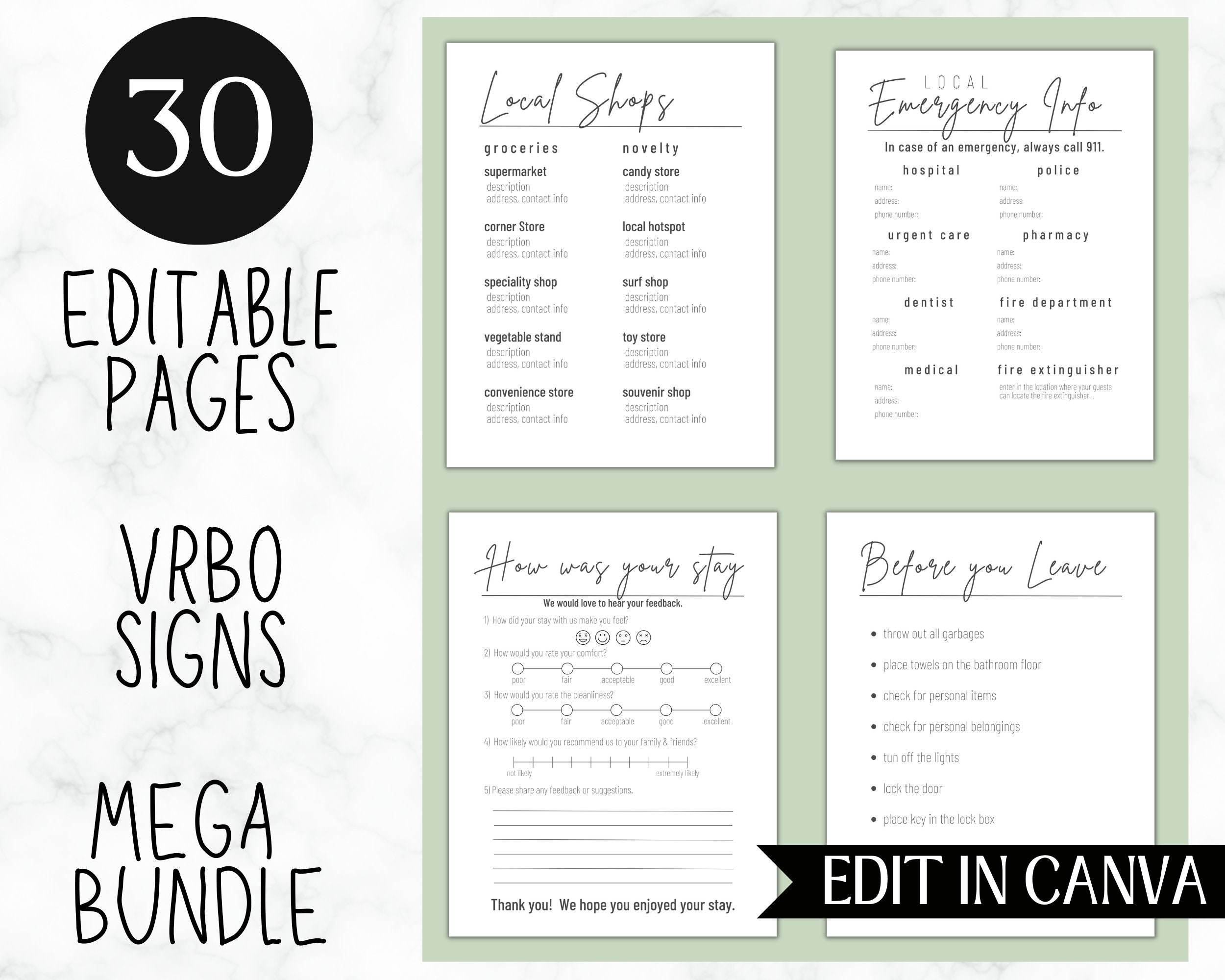 Editable VRBO Host Manual Minimalist Home Decor Wifi Template VRBO ...