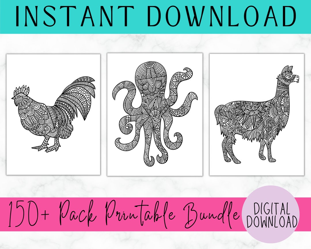 150+ Coloring Pages | Animal Mandala Activities | Worksheets | Animal ...