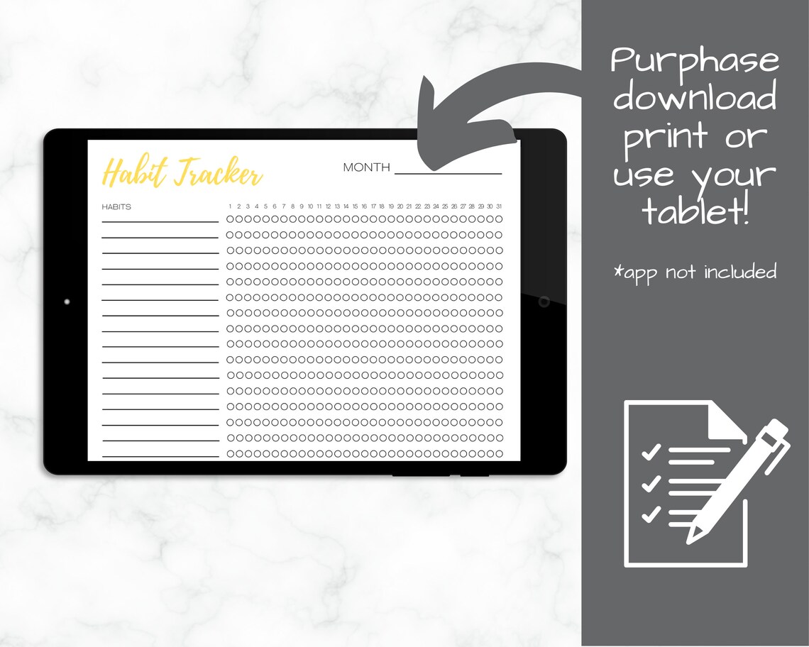 Monthly Habit Tracker Printable Habit Tracker Digital - Etsy