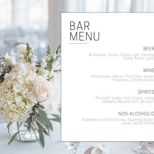 Editable Bar Menu Template | Customizable Drink List for Weddings ...