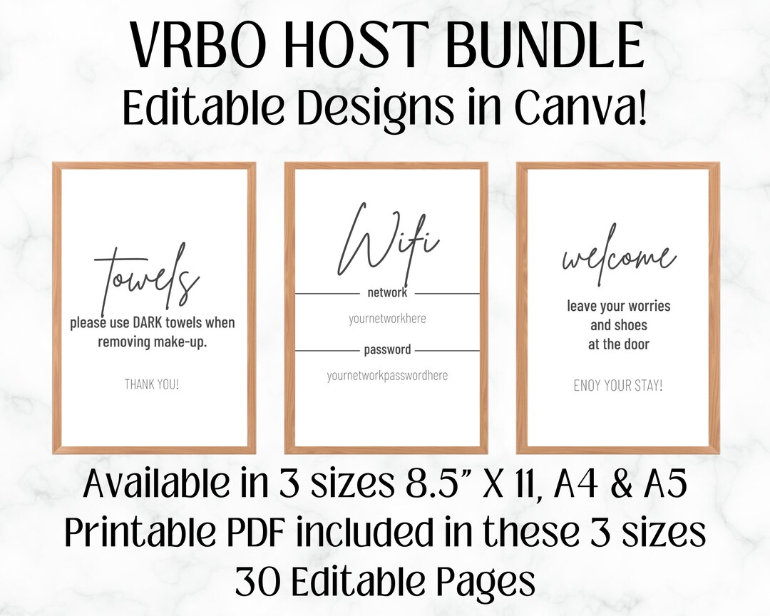 Editable VRBO Host Manual | Minimalist Home Decor | Wifi Template ...