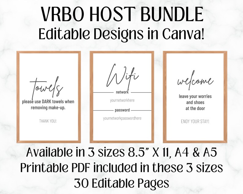 Editable VRBO Host Manual | Minimalist Home Decor | Wifi Template ...
