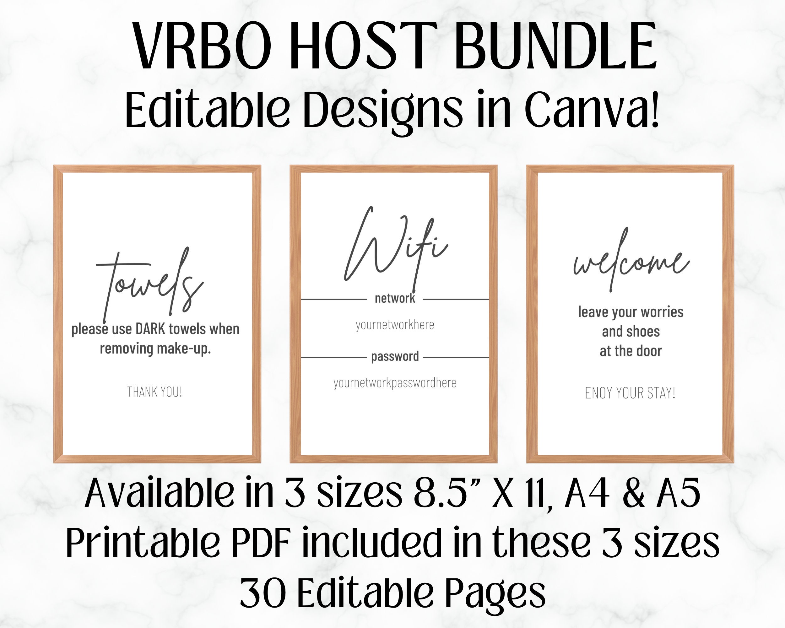 Editable VRBO Host Manual | Minimalist Home Decor | Wifi Template ...