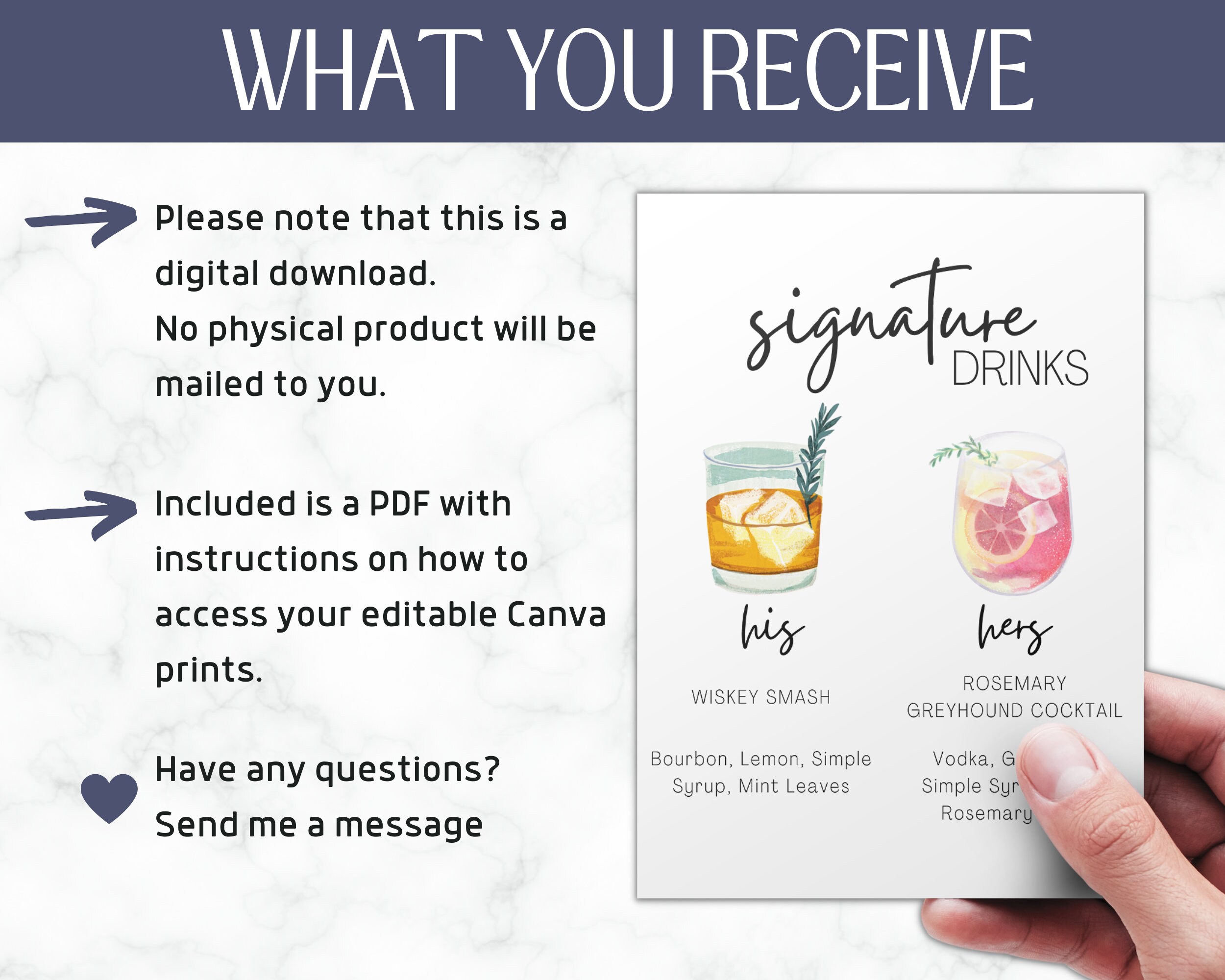 Editable Bar Menu Template Customizable Drink List for Weddings ...