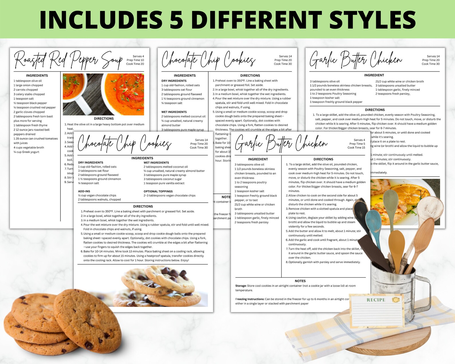 EDITABLE Recipe Template | Edit in Canva | Editable Recipe Card ...