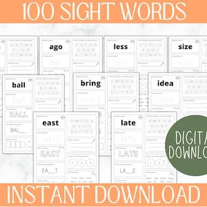 100 Printable Sight Words | Kindergarten Worksheets | Practice Spelling ...