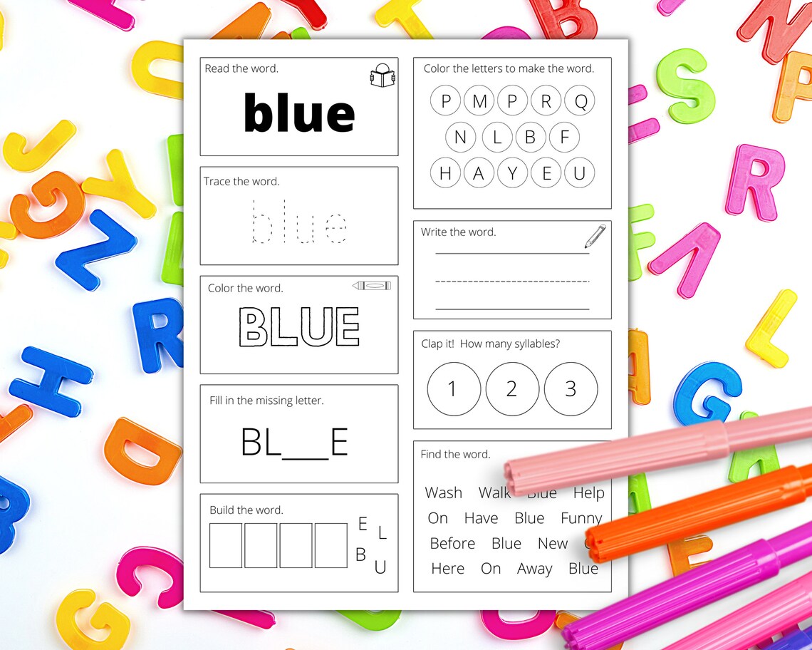 ULTIMATE Sight Words Kindergarten Worksheets Practice Spelling Phonics ...