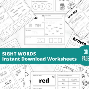 30 Printable Sight Words | Kindergarten Worksheets | Practice Spelling ...