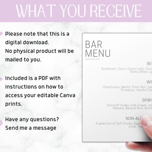 Editable Bar Menu Template | Customizable Drink List for Weddings ...
