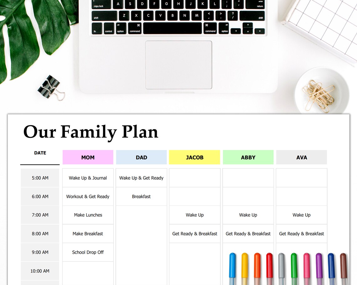 EDITABLE Daily Family Planner Schedule | Hourly Planner | Family ...