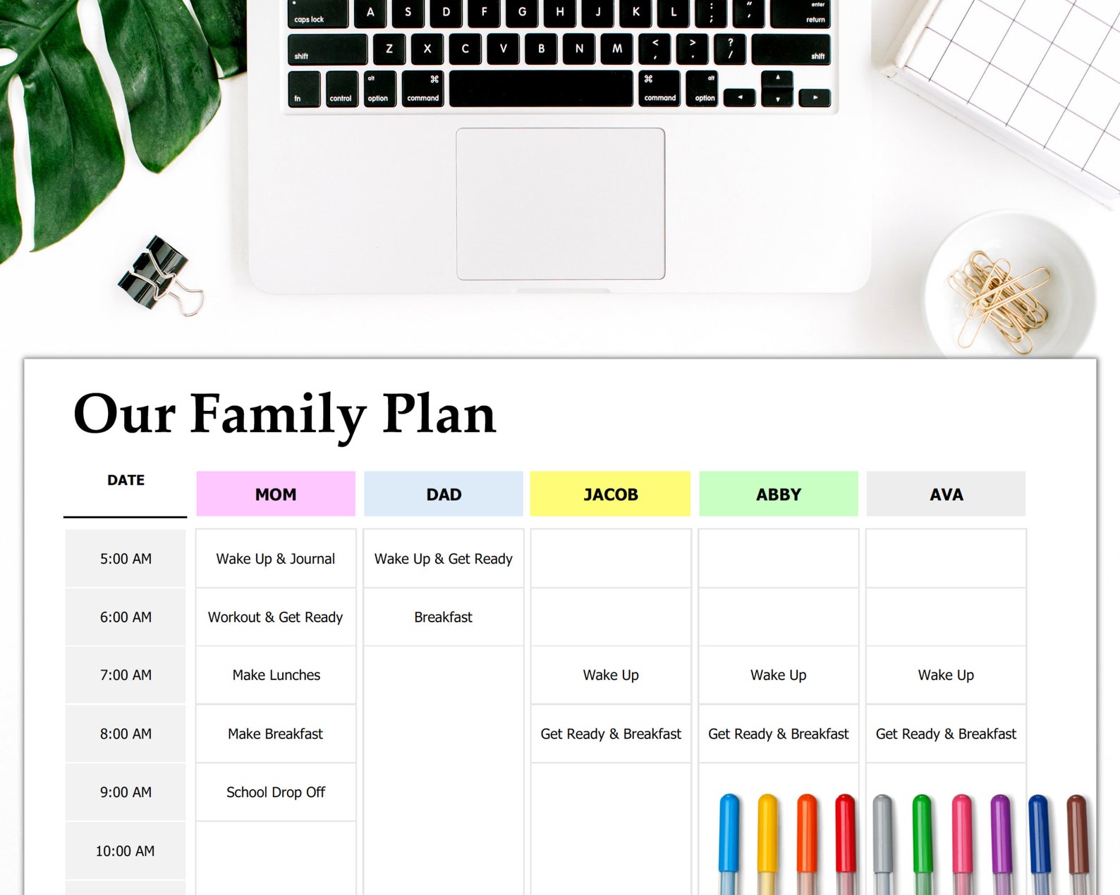 EDITABLE Daily Family Planner Schedule | Hourly Planner | Family ...