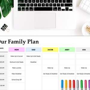 EDITABLE Daily Family Planner Schedule | Hourly Planner | Family ...