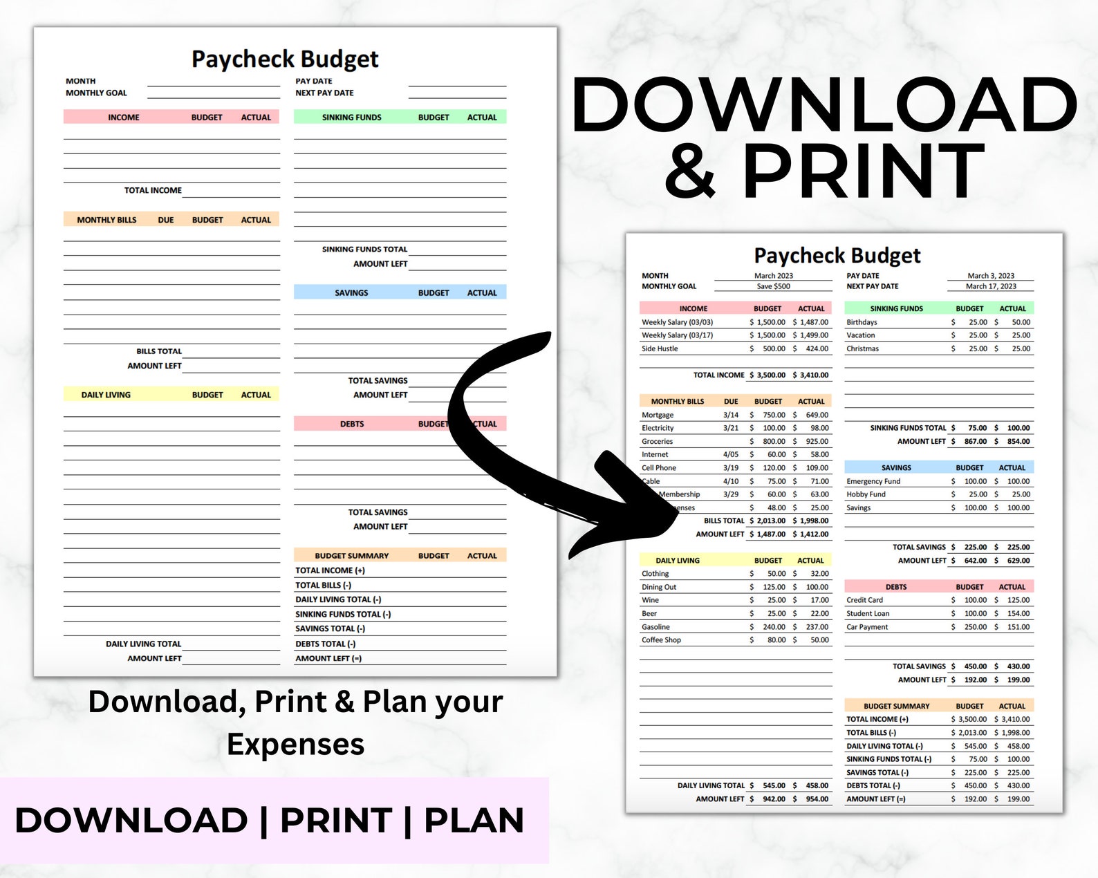 EDITABLE Budget Planner | Biweekly Finance Planner | Paycheck Tracker ...