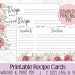 Recipe Card Template Floral Bridal Shower Wedding Shower Floral Theme ...