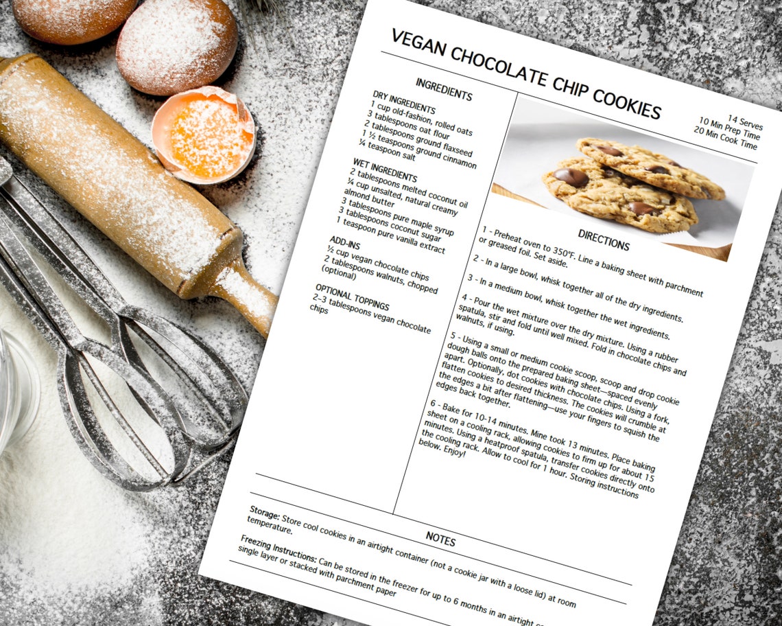 EDITABLE Recipe Template WORD Recipe Template Minimalist Design Meal ...
