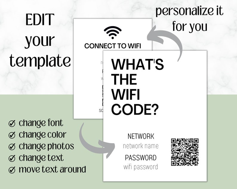 Wifi Password Sign Editable Wifi Sign Edit in Canva Edit & Print Airbnb ...
