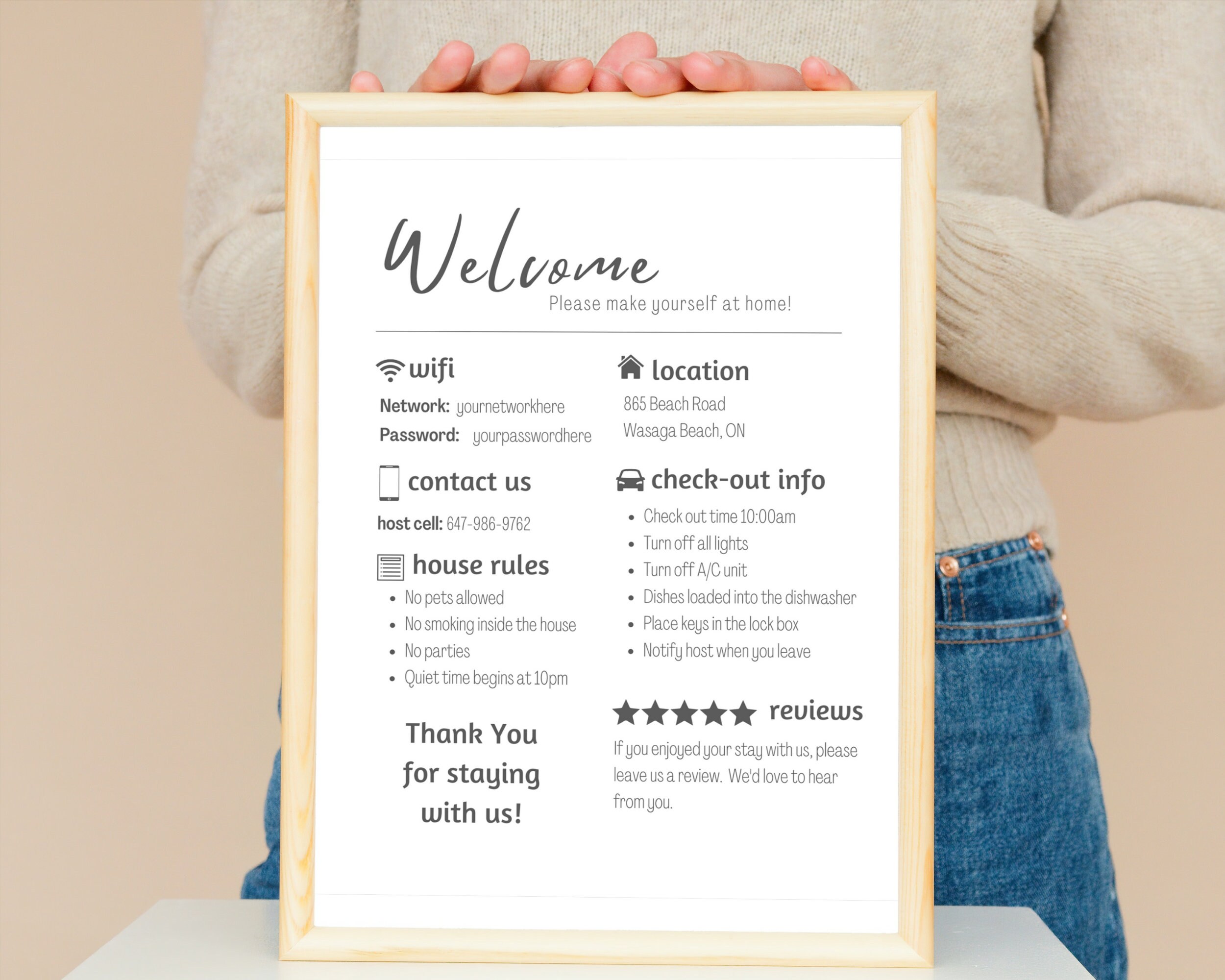 VRBO Welcome Sign | Editable Printable Sign | Minimalist Design ...