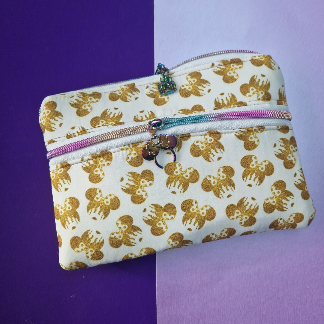 Mickey Mouse Castle Double Zipper Cosmetic Bag Pouch With Themed Zipper ...
