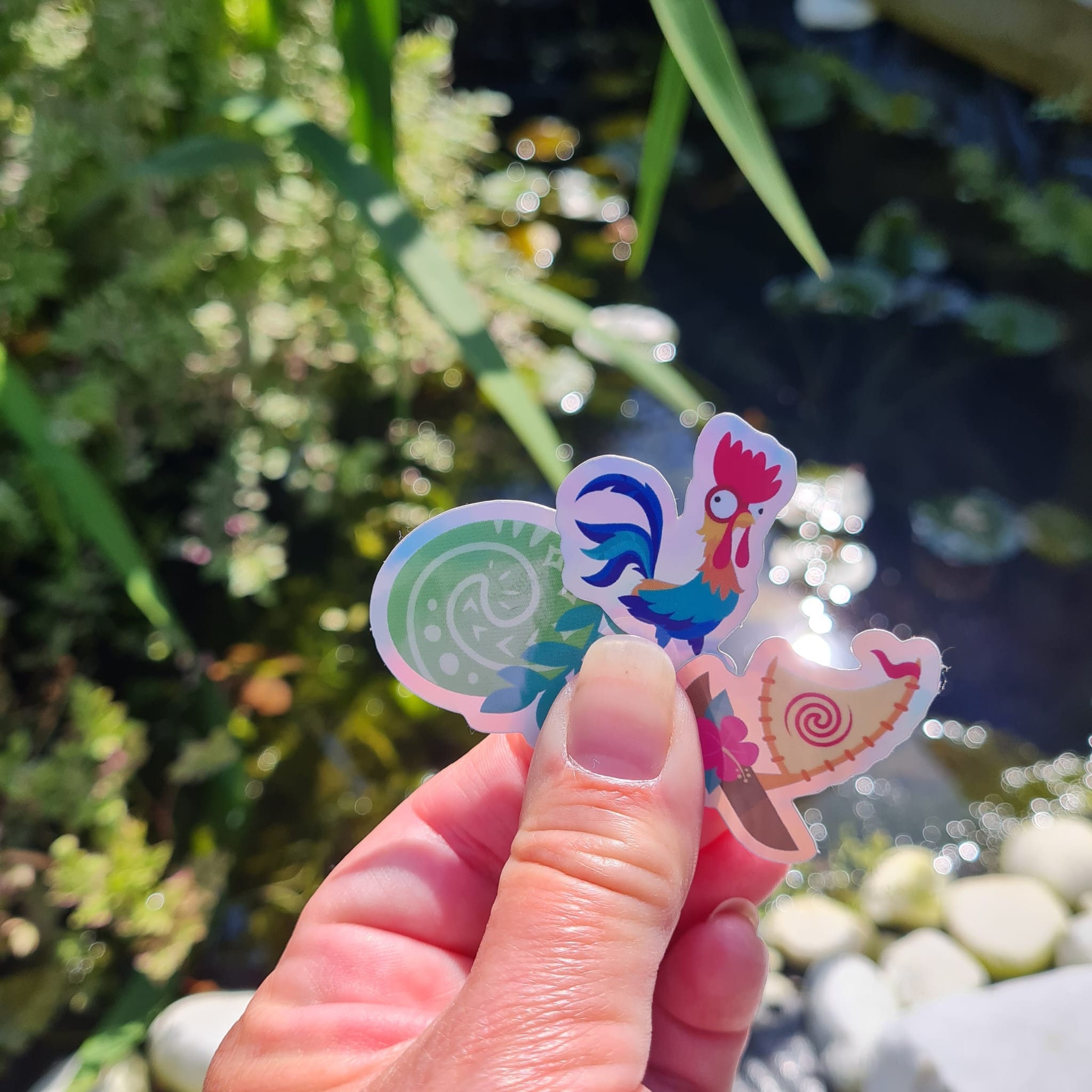 Moana Voyager Vinyl Sticker With Holographic Effect Outline, Hei Hei ...