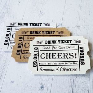 Personalised Wedding Guest Free Drink Tokens, Drink Tickets, Favour ...