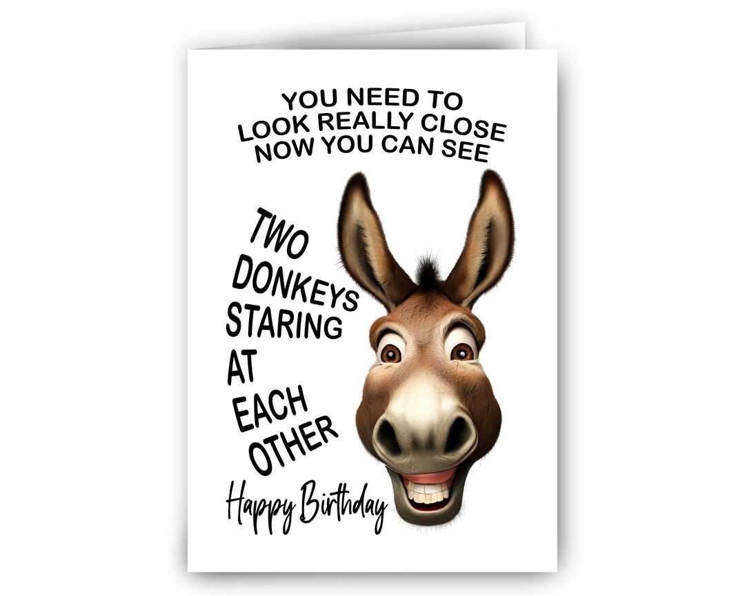 Funny Birthday Card Two Donkeys Staring at Each Other 3 - Etsy