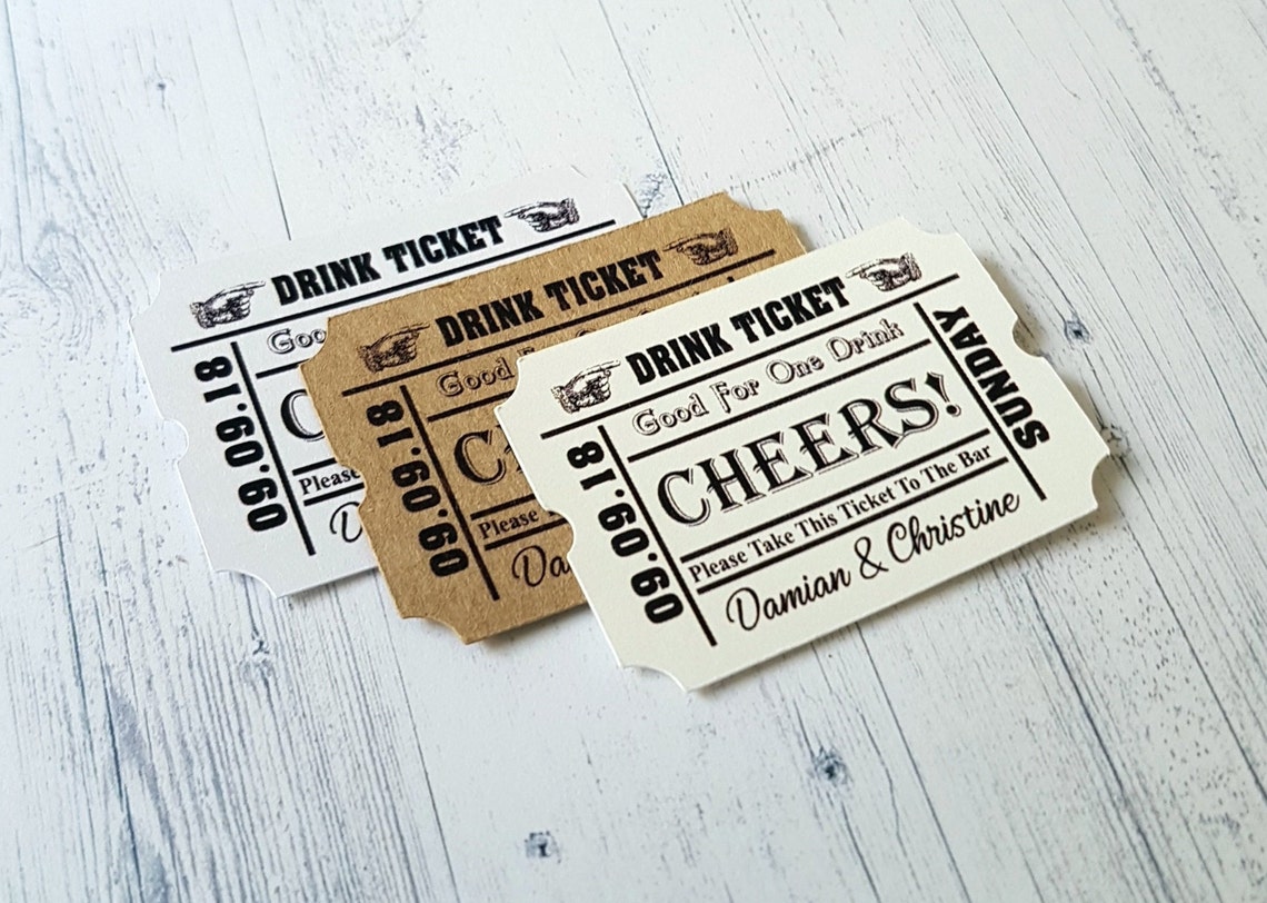 Personalised Wedding Guest Free Drink Tokens Drink Tickets - Etsy UK